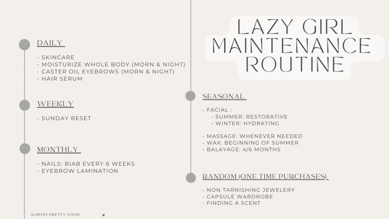 My Lazy Girl Maintenance Routine – Almost Pretty Good